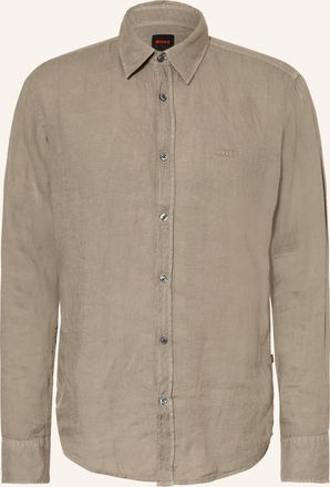 HUGO BOSS Leinenhemd Relegant Regular Fit gruen