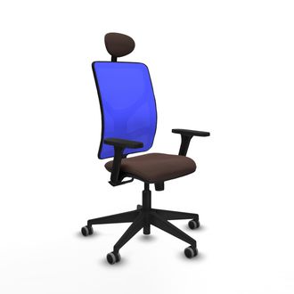 Piqueras y Crespo Computerstuhl mit 3D-Armlehnen, h&ouml;henverstellbarer Lendenwirbelst&uuml;tze und festem Kopfteil, ausgestattet mit 3 Positionen und Schneideschaum, Blau/Dunk