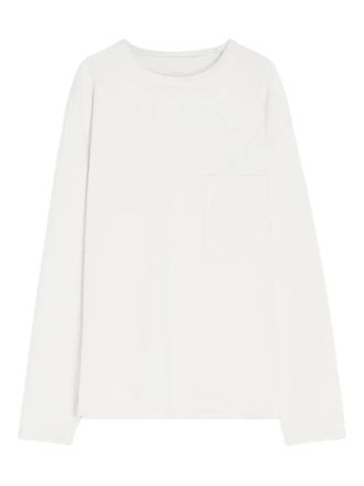 Christophe Lemaire Langarmshirt mit aufgesetzter Tasche - Weiß