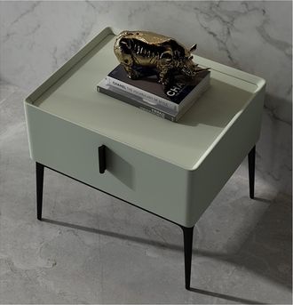 Generic Grauer Nachttisch Mit 1 Schublade, Moderner Nachttisch for Schlafzimmer Und Wohnzimmer, 50 X 50 X 40 cm, Keine Montage(Green)