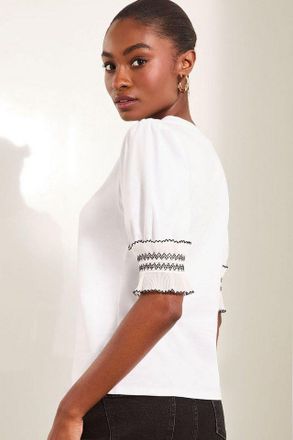 Lipsy T-Shirt Lipsy Oberteil mit kurzen Puff&auml;rmeln, Regular (1-tlg)