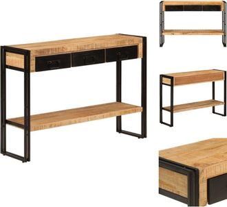 vidaXL Konsolentisch 110x30x76 cm Massivholz Mango - Industrieller Stil - Konsolentisch - Wohnzimmerm&ouml;bel - Flurtisch - Holzm&ouml;bel