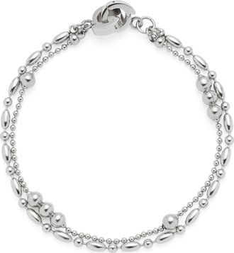Leonardo Armband Clip & Mix Ilvi, Arm-Schmuck aus silberfarbenem Edelstahl, unterschiedlich geformte Edelstahlperlen, 18,5 cm Länge, Schmuck Damen, 024447