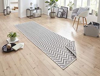 Hanse Home NORTHRUGS In- und Outdoor Teppich Palma 80x350cm - Wendeteppich Wetterfest Modernes Design Zick-Zack Muster Läufer für Balkon Terrasse Garten Winterga