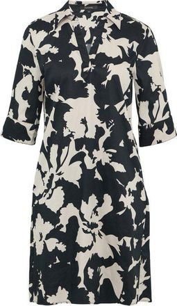 Comma Minikleid Kleid Kurzes Popeline-Kleid mit Hemdkragen und All-over-Print