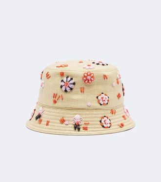 Prada Bestickter Bucket Hat aus Canvas