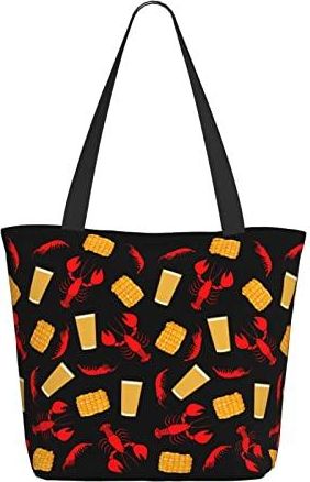 AOOEDM Crawfish Corn Beer Ladies Shopping Bag 13x11x7in.Le cadeau parfait pour la Saint-Valentin.Cest de la Saint-Valentin pour maman, fille, &eacute;pouse, etc