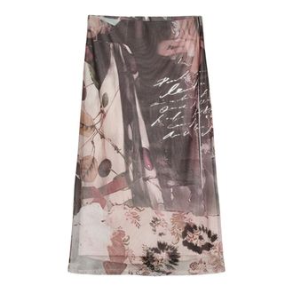 Desigual Femme, Jupes, Beige, Taille: 40 FR Collage Tulle Midi Skirt