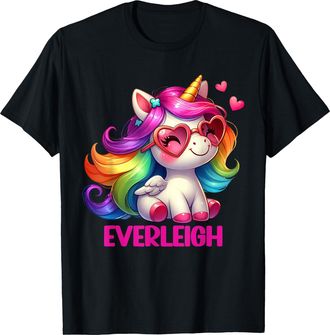 BDAZ Everleigh Personalisierter Name Buntes Einhorn Frauen M&auml;dchen T-Shirt