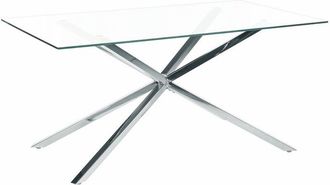 Beliani Esstisch Transparent Sicherheitsglas und Stahl 160 x 90 cm mit Silbernem Metallgestell Rechteckig Modern Glamour Esszimmer Ausstattung M&ouml;bel