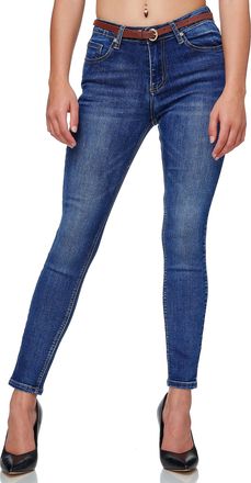 Elara Damen High Waist Hose Stretch Chunkyrayan EL19D1 Dunkelblau 36 (S)