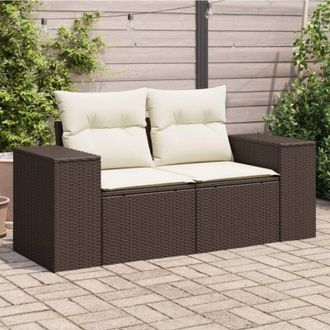 vidaXL Gartensofa mit Kissen 2-Sitzer Braun Poly Rattan - Vidaxl