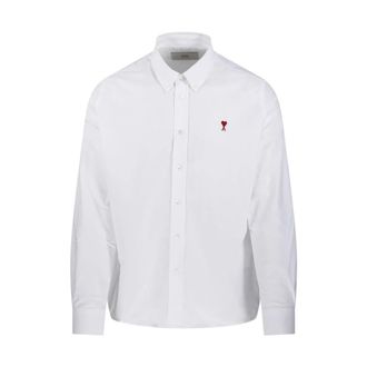 Ami Klassisches L/S Hemd mit Button-Down-Kragen und gesticktem ADC - - Shirts - Herren - Wei&szlig; - S