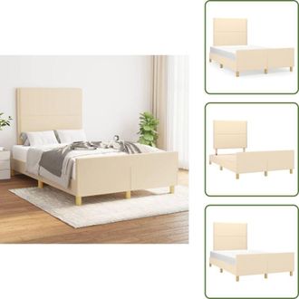 vidaXL Bettgestell ohne Matratze Creme 120x190 cm Stoff - Bettsofa - Holzbettfundament - Lattenrost - Boxspringbett - Doppelbett
