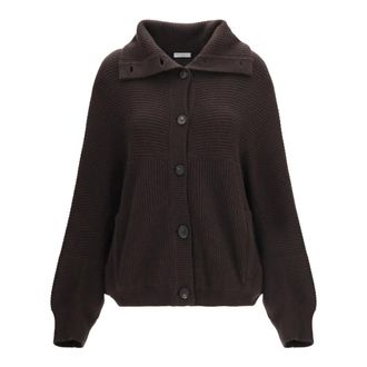 Brunello Cucinelli Cardigan en Cachemire &agrave; Col Haut - Homme - Pulls - Brun - Taille: M