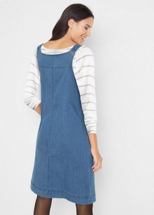 Bonprix Jeanskleid Latzkleid mit verstellbaren Tr&auml;gern, aufgesetzte Taschen