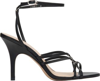 Estro & Luminara Femme, Chaussures, Noir, Taille: 37 EU Sandales &agrave; Talons Aiguilles en Cuir avec D&eacute;tails Argent&eacute;s