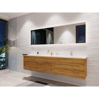 Magnolia Home Badm&ouml;belset Colossos200 2-teilig LED Spiegel eiche gold