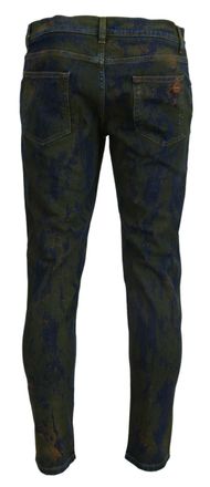 Dolce & Gabbana Mens Blue Green Skinny Cotton Denim Jeans Clothing