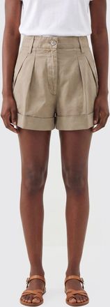 Aspesi Short taille mi-haute en m&eacute;lange de lin et coton avec revers