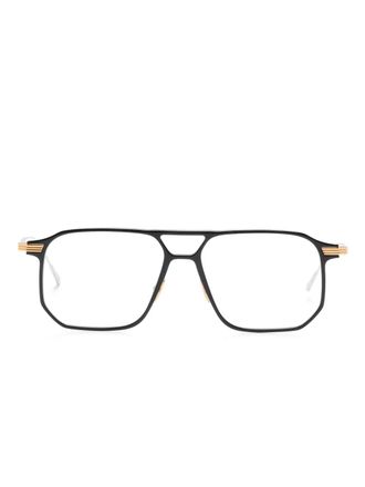 Cutler and Gross lunettes de vue à monture rectangulaire et détail doré - Noir
