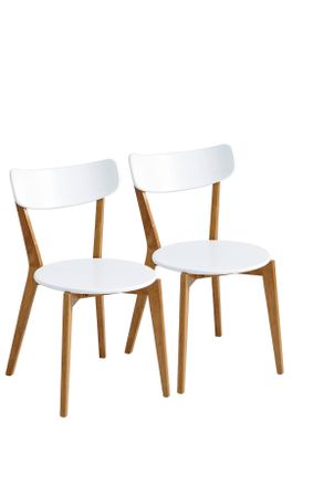 Livetastic Stuhl-Set, Natur, Wei&szlig;, Holz, Kautschukholz, massiv, eckig, 46x78x55.5 cm, abwischbar, Esszimmer, St&uuml;hle, Esszimmerst&uuml;hle, Esszimmerst&uuml;hle-Set