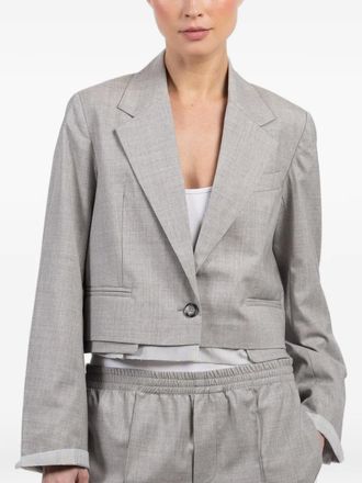 WE-AR4 veste crop &agrave; simple boutonnage - Gris