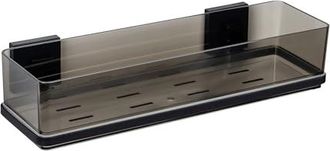 WENKO Vacuum-Loc Maxiablage Quadro, Bad-Ablage aus Kunststoff mit Edelstahl-Halterung, 38,5 x 8,5 x 14,5 cm, Schwarz