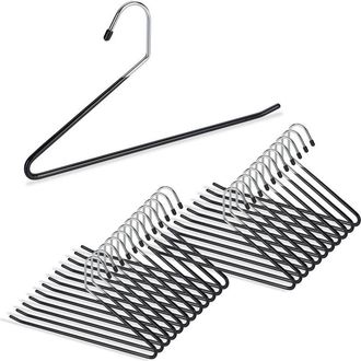 Relaxdays 100 x Hosenb&uuml;gel rutschfest, Kleiderb&uuml;gel f&uuml;r Hosen, gummiert, aus Metall, platzsparend, gro&szlig;es Set, 35 cm breit, schwarz