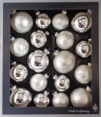 Thüringer Glasdesign Kugel Set aus Glas, Weihnachtskugeln inkl. Aufhänger, Glanz und matt, Christbaumkugeln, Christbaumschmuck, Dekoration