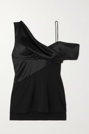 Loewe Haut Asymétrique En Satin Et En Crêpe À Ornements - Noir