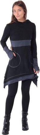 Purewonder Zipfelkleid Kleid aus leichter Baumwolle mit Zipfelkapuze, Oberteil Nr 37 Gr&uuml;n L Ganzjahreskleid