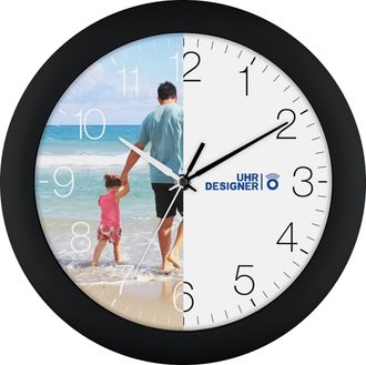 Eurotime Funkwanduhr, 30 cm, personalisiert, selbst gestalten mit Foto oder Logo, Kunststoffgehäuse, gewölbtes Echtglas, automatische Zeiteinstellung von Somme