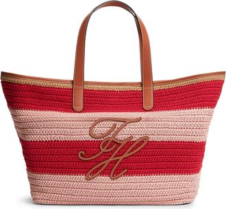 Tommy Hilfiger Shopper Woven Stripe Logo Appliqu Tote
