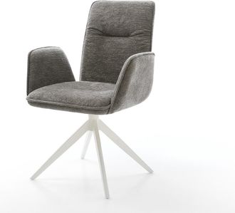 DELIFE Drehstuhl Vinja-Flex Boucl&eacute; Soft Schlamm Kreuzgestell breit Wei&szlig; 360&deg; drehbar Wippfunktion, Esszimmerst&uuml;hle