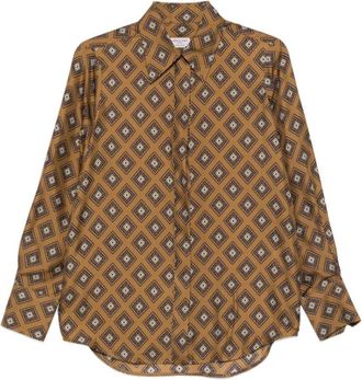 Alberto Biani Femme, Blouses et Chemises, Brun, Taille: 40 FR Patterned Shirt
