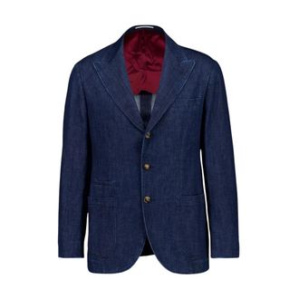 Brunello Cucinelli Mittellanger- dekonstruierter Denim-Blazer - - Jackets - Herren - Blau - L
