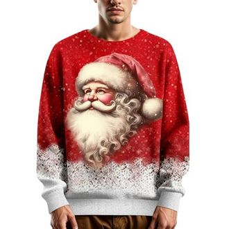 Generico Pull de No&euml;l Homme L&acirc;che Imprim&eacute; No&euml;l Sweatshirts Carnaval pour Hommes Col rond Pull Manches Longues Chaude Confortable Sweatshirts R&eacute;tro M&eacute;di&eacute;val F&ecirc;t