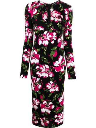 Tom Ford robe mi-longue à fleurs - Noir