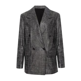 Bottega Veneta Femme, Vestes, Gris, Taille: 34 FR Blazer en cuir