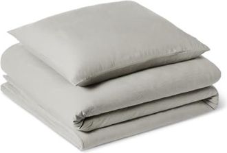 Amazon Basics Parure de Lit 1 Personne 2 Pièces en Microfibre Prélavée, Extra Douce avec Effet Froissé Naturel, sans Repassage, Housse de Couette 135 x 200 cm et 1 