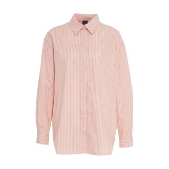 Pinko Gestreiftes Oversized Hemd Rose Ss25 - - Blouses & Shirts - Damen - Rosa - XS