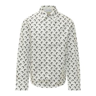 Marine Serre Homme, Chemises, Multicolore, Taille: S Poplin All Over Moon Printed LS Shirt