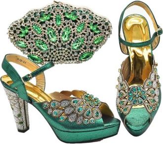 Generic Ensemble chaussures et sac pour femme avec chaussures et sacs assortis à strass et talons hauts, EN8, 42.5 EU