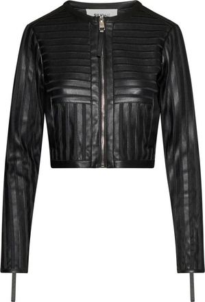 Silvian Heach Femme, Vestes, Noir, Taille: 40 FR Veste Courte avec Zip et Design Structur&eacute;