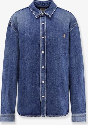 Saint Laurent Horizon Blue Cassandre Denim Shirt - SAINT LAURENT - gender_Man