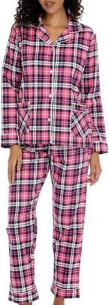 Mia Lucce Pyjama long pour femme avec boutonni&egrave;re, pyjama en flanelle pour femme, haut doux et pantalon de pyjama, 2 pi&egrave;ces, tailles XS &agrave; XL, Grille rose, S