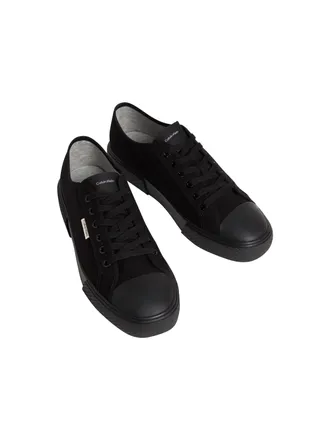 Calvin Klein Sneaker CALVIN KLEIN VULC LACEUP CV, Herren, Gr. 43, schwarz, Baumwolle, unifarben, Basic, Schuhe Sneaker, Freizeitschuh, Halbschuh, Schn&uuml;rer mit CK-E