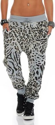 Malito more than fashion Malito Boyfriend Leo-Design Pantalon Baggy Torsion Harem Aladin Yoga Enrouler 3344 Femme Taille Unique (Gris Clair)