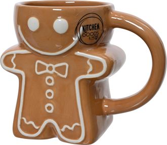 Kaemingk Tasse Lebkuchenmann 9,5cm - Keramik Teetasse mit Henkel - Keramiktasse als Weihnachtstasse Teebecher Kaffeetasse Kaffeebecher zu Weihnachten - Tassen 